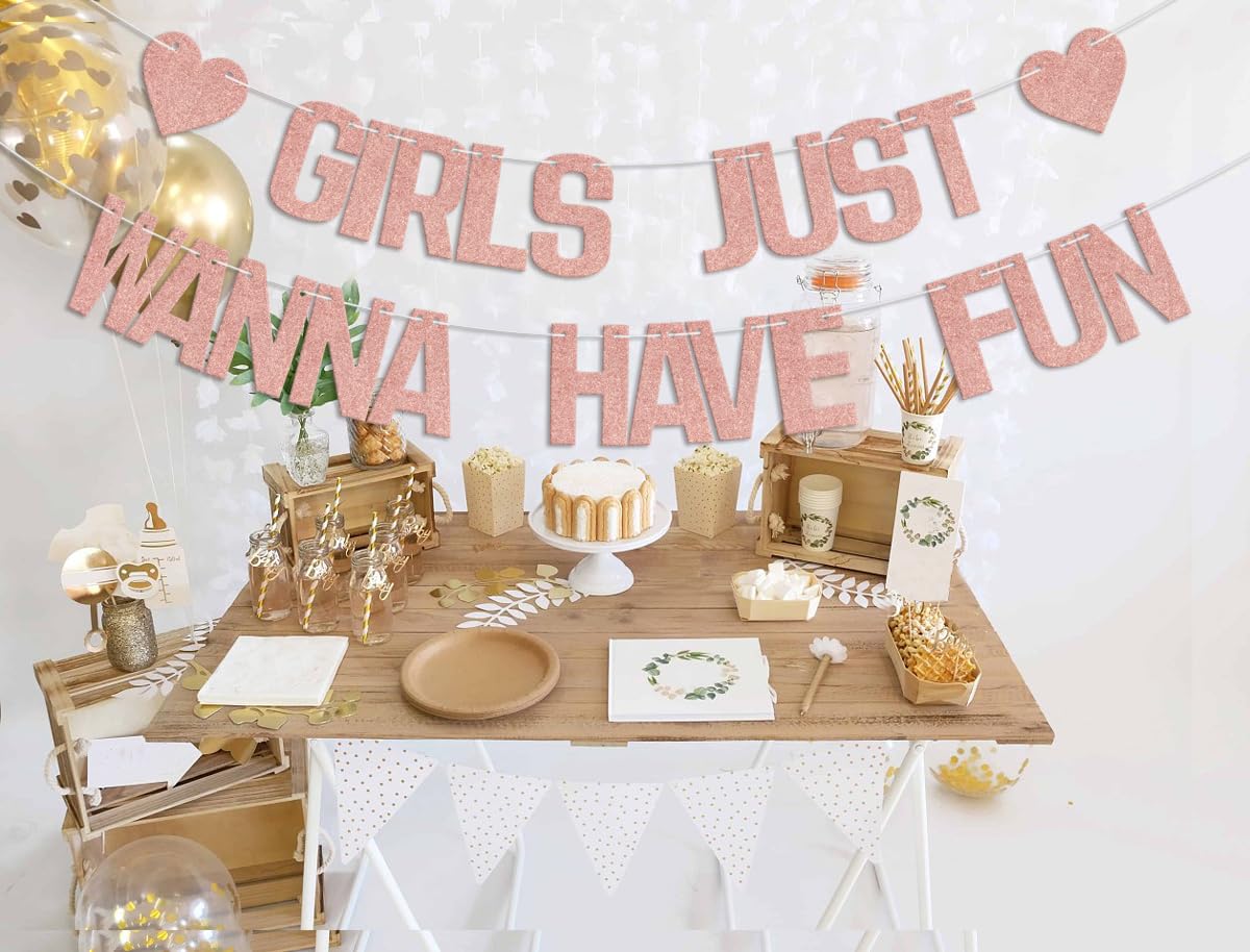 WFKLDF Girls Just Wanna Have Fun Banner Party Decorations Bridal Shower Bachelorette Party Decorations Girls Night Decorations Girls Birthday Party Decor Supplies