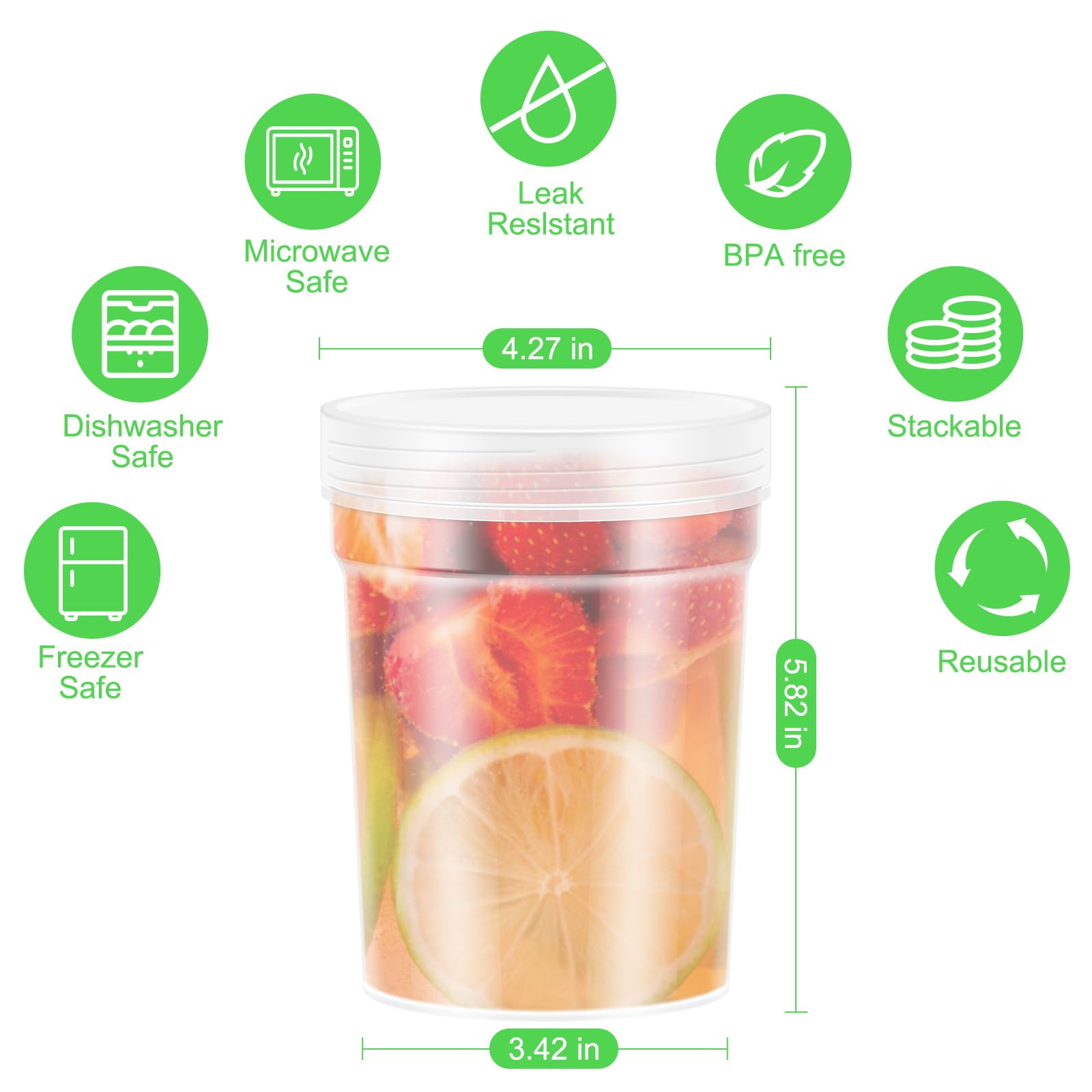 LEAWALK 32 oz Twist Top Deli Containers,Freezer Food Storage Containers With Lids,Plastic Soup Containers With Lids BPA Free,Leak Proof,Stackable,Microwave Dishwasher Safe-3 Pack