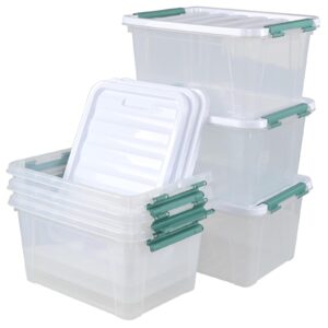 Xowine 6 Pack 20 L Clear Storage Latch Box, Plastic Storage Bins with Lids