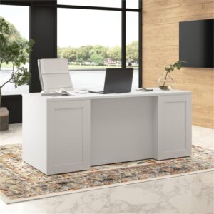 Bush Business Furniture Hampton Heights 72W x 30D Executive Desk in White | Computer Table for Personal Home Office or Professional Workspace