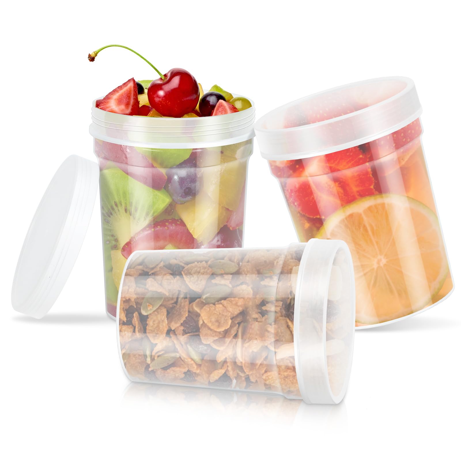 LEAWALK 32 oz Twist Top Deli Containers,Freezer Food Storage Containers With Lids,Plastic Soup Containers With Lids BPA Free,Leak Proof,Stackable,Microwave Dishwasher Safe-3 Pack