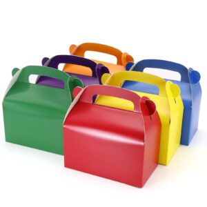 oletx 30-pack bright color party favor treat boxes, candy boxes, gable paper gift boxes with handles. perfect for colorful rainbow theme party