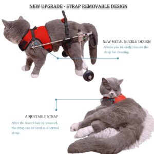 Cat Wheelchair, Newly Upgraded Pet Wheelchair, Removable Harness Design, Lightweight Cat Wheelchair for Back Legs of Doggie, Cats, Rabbits (XS)