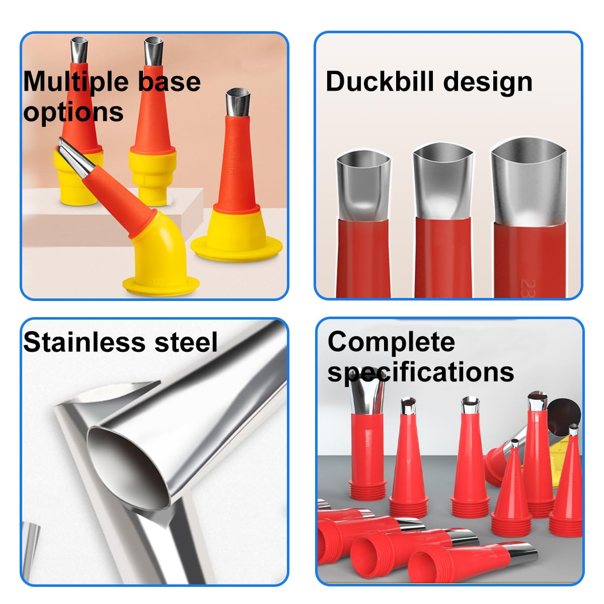 Caulk Finisher Kit Caulking Nozzle Tips Stainless Steel with Connection Bases Replacement 30 Pieces