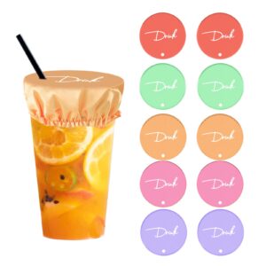 hewomate drink covers for alcohol protection, 10 pack drink protector for women & men, reusable & washable fabric wine glass cover with straw hole, prevent your drinks from being spiked, multicolor