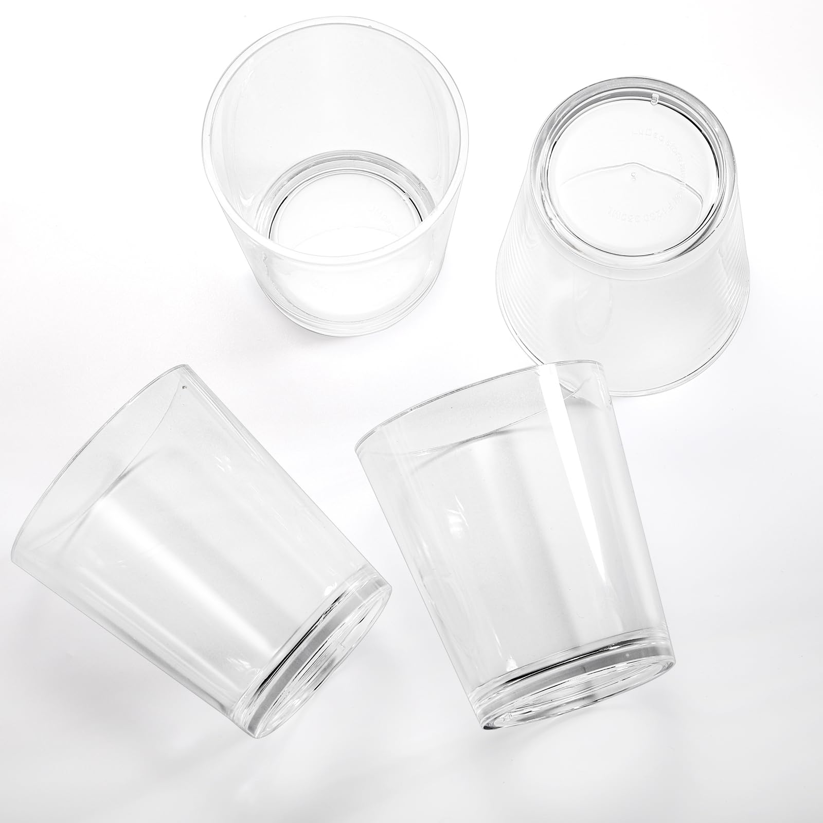 Noamus 9 Pack Plastic Drinking Glasses, 12 Oz Unbreakable Acrylic Water Tumblers, Shatter-Proof Clear Reusable Glasses, Whiskey Drinkware Cups Set for Party Kitchen, Iced Water Tea Coffee