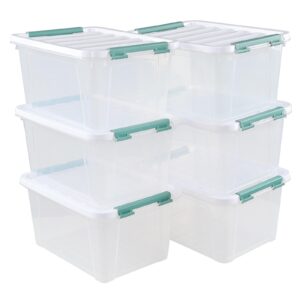 xowine 6 pack 20 l clear storage latch box, plastic storage bins with lids