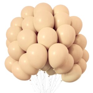 rubfac 120pcs nude balloons 12 inches latex beige balloons, matte retro apricot balloons for birthday baby shower graduation anniversary wedding party supplies arch garland decoration