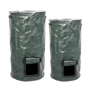 pe compost bag, environmental compost bag garden waste bin homemade organic ferment pe bag for home composting, helps to reduce waste (35 x 60cm)