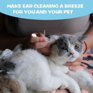 Dog ear cleaner, Dog ear infection treatment,Gourd-shaped cotton swabs designed specifically for cats and dogs, Reducing the risk of injuring the ear canal, for a safer and more reassuring use.