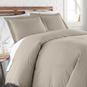 southshore fine living, inc. premium collection oversized king duvet cover set, soft duvet cover 3-piece, two matching shams (108 in wide x 98 in long), taupe, king/california king