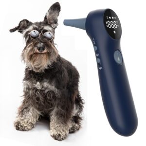 non-contact dog ear thermometer - rapid measurement - includes 20 pet swabs - ear thermometer for dogs, cats, rabbits (blue)