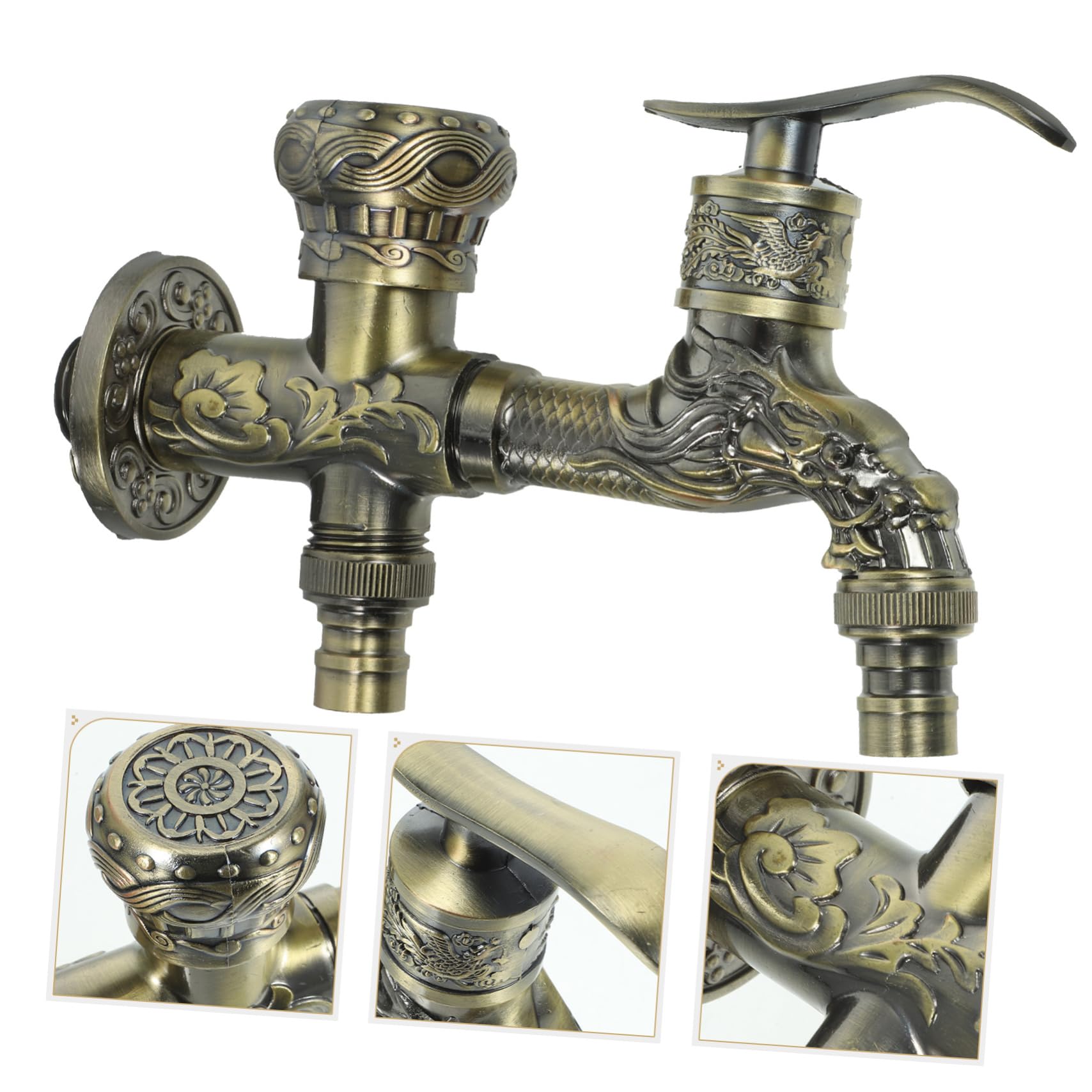 ABOOFAN 2pcs Bathroom Sink Double Head Faucet Antique Kitchen Faucet Spigot Bath Faucet Cold Water Faucet Bathroom Faucet Vanity Sink Faucet Mouth tap Hose Cold Alone Zinc Alloy