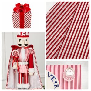 Printed Red White Striped Fabric Cotton 1 Yard Width 60" for Sewing DIY Craft and Home Decoration