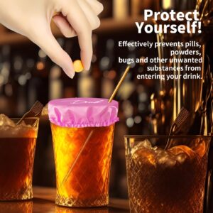 Hewomate Drink Covers for Alcohol Protection, 10 Pack Drink Protector for Women & Men, Reusable & Washable Fabric Wine Glass Cover with Straw Hole, Prevent Your Drinks from Being Spiked, Multicolor