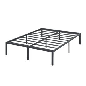 primasleep 18 inch tall heavy duty steel slat bed frame/anti-slip support/easy assembly mattress foundation/no noise/no box spring needed/full/black