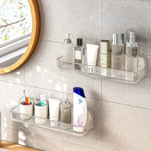 diesisa 2pc acrylic wall mount organizer, adhesive shelf, bathroom shelves for wall, self adhesive organizer, no drilling hang walls,with self adhesive tape, for bathroom, kitchen, living room