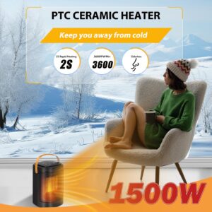 ITMIAYA Portable Space Heater Indoor,1500W 2S Fast Heating ECO Energy Saving Remote Control Tip-over & Overheat Protection Ceramic Heaters with Thermostat 3 Modes 12 H Timer 70°Oscillating Safe