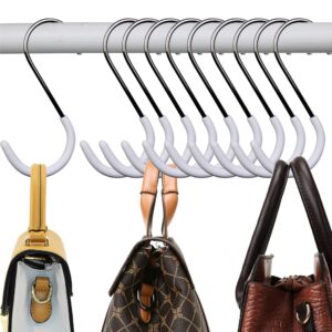 echinff 10 pack heavy duty s shaped hooks,premium steel hanging hooks for kitchen,bathroom,garden,steel s hooks with black cover for hanging pans pots plants bags towels clothes pants tie