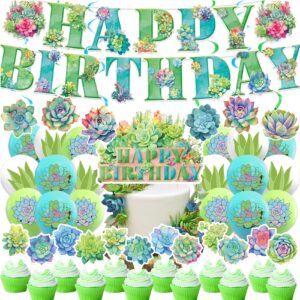 succulent plants birthday party decorations succulent plants party supplies includes birthday banner cake cupcake toppers hanging swirls balloons for succulent plant birthday baby bridal shower decor