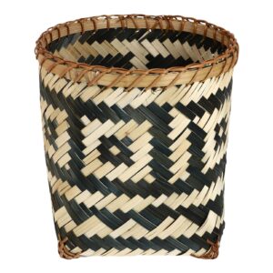 vosarea bamboo woven trash can wicker waste basket office garbage cans round waste paper bin rubbish basket plant flower pot for under desk bedroom bathroom home office