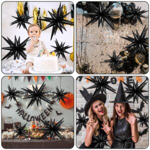 10 Pcs Star Balloons Explosion Starburst Balloons Foil Cone Balloons Magic for Birthday Wedding Anniversary Party Backdrops Decorations Supplies, 6 Pcs 22 Inches and 4 Pcs 27 Inches (Black)