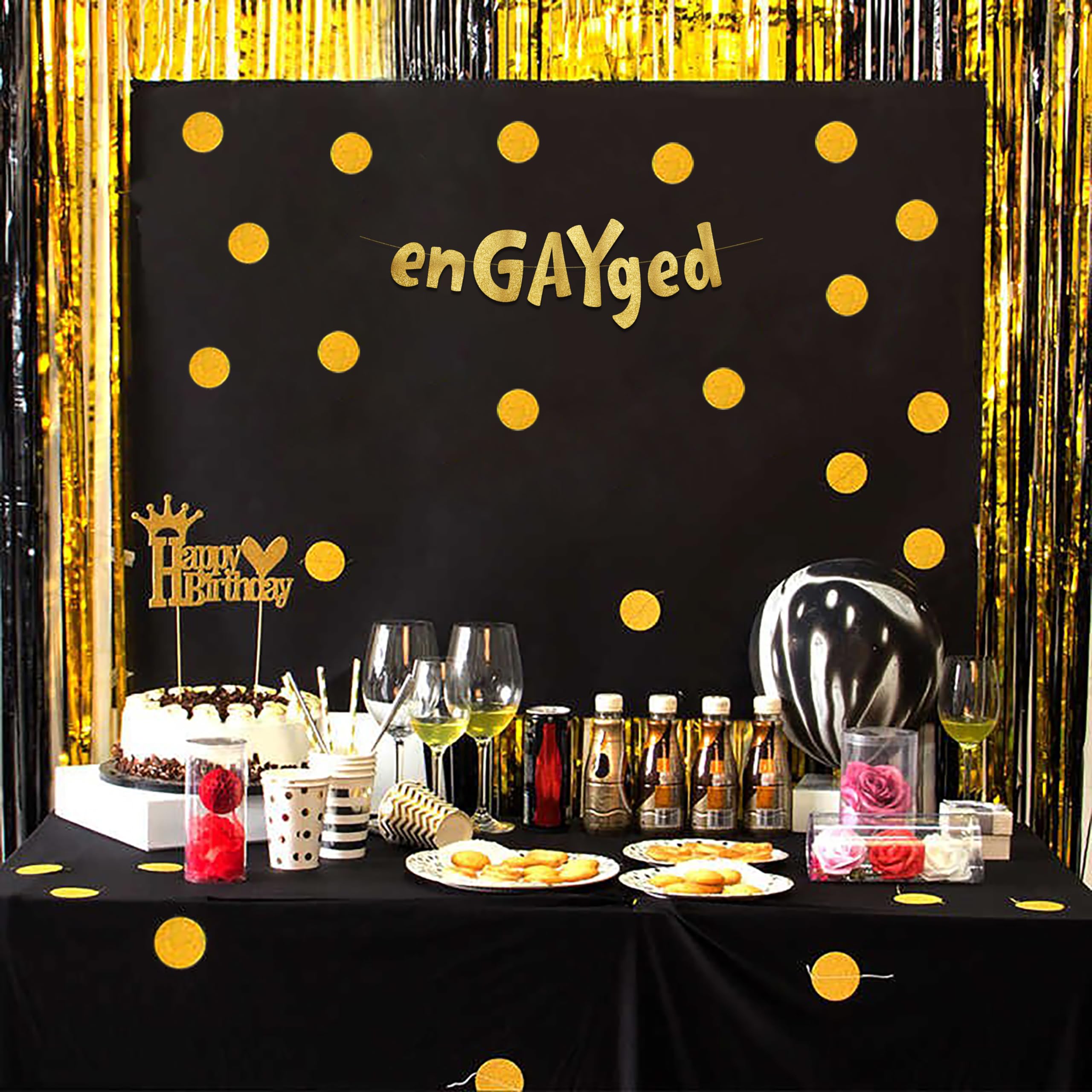 Lesbian Bachelorette and Gay Bachelor Party enGayged Banner – LGBTQ decorations for Bride and Groom – Pride – Gay Wedding