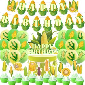 corn party decorations vegetable corn birthday party supplies includes corn happy birthday banner cake topper cupcake toppers balloons for birthday baby shower wedding vegetable party decorations