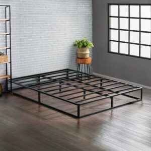 PrimaSleep 9 Inch Modern Metal Bed Frame/Mattress Foundation/Steel Slats/No Box Spring Needed/Sturdy/King Size/Black