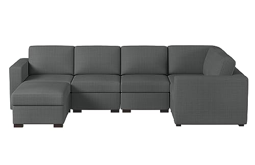 Sunrise Coast Modular Sectional Sofa Couche Convertible L Shaped Couches with Ottoman 127" Grey Large Sleeper Sofa Bed 6 Seat Sofa for Living Room