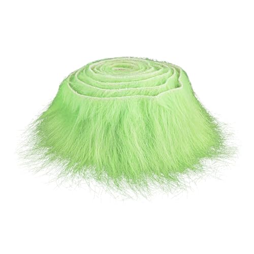 WLLHYF Faux Fur Fabric Precut Strips 2x60 inch Shaggy Plush Pre Cut Rolls Soft Fluffy Fuzzy Fur for DIY Craft Supply, Cosplay Costumes, Decoration, Gnome Beard Santa Hair (Green)