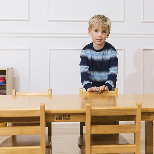 ECR4Kids 24in x 48in Rectangular Hardwood Table with 20in Legs and Four 10in Chair, Kids Furniture, Honey