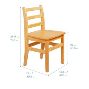 ECR4Kids 30in x 30in Square Hardwood Table with 28in Legs and Two 16in Chairs, Kids Furniture, Honey