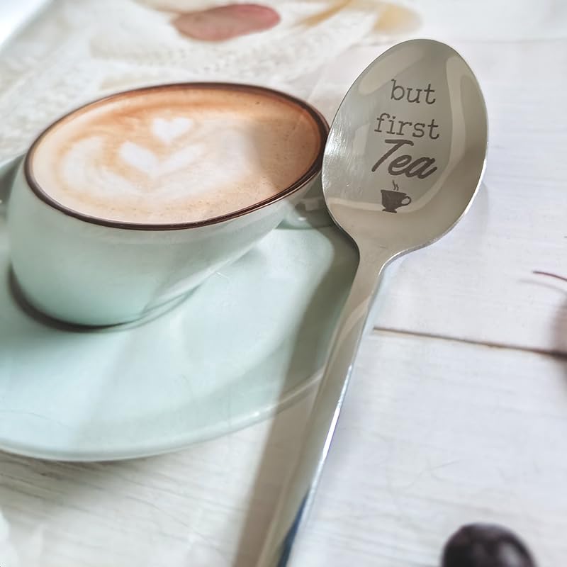 Christmas Birthday Spoon Gifts for Tea Lovers Women Men But First Tea Spoons for Grandma Dad Tea Lover Gifts for Men Women Tea Gifts for Tea Lovers Wife Grandpa Tea Spoon