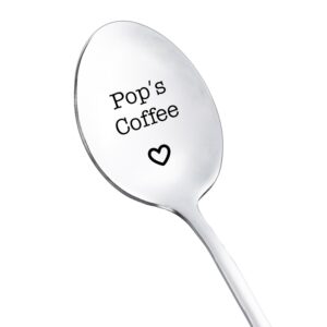 pop gifts coffee spoon from grandkids grandchildren fun pop's coffee spoons for grandpa papa coffee lover gifts for grandfather granddaddy christmas gift engraved pop spoon