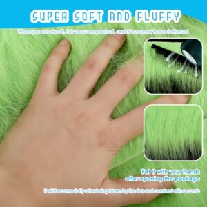 WLLHYF Faux Fur Fabric Precut Strips 2x60 inch Shaggy Plush Pre Cut Rolls Soft Fluffy Fuzzy Fur for DIY Craft Supply, Cosplay Costumes, Decoration, Gnome Beard Santa Hair (Green)