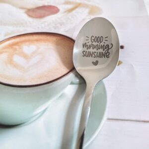 Anniversary Birthday Gift for Wife Best Friend Good Morning Sunshine Spoon Gifts for Mom Granddaughter Coffee Tea Lovers Gifts for Sister Grandma Coffee Tea Spoons