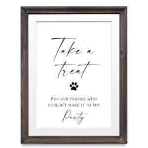 take a treat doggie bag sign, dog wedding decoration, pet favor cat, treat reception gift for guests, thank you bridal shower supplies, fur our friends who couldn't come to the pawty