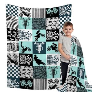 buyyet cool dirt bike blanket,extreme sport motorcycle gift blanket for kid men,racing themed patchwork grid blanket motocross rider plaid blanket motorcycle silhouette blanket 40''x 50''for kid/child