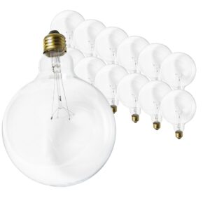 satco s3011 40 watt g40 incandescent; clear; 4000 average rated hours; 300 lumens; medium base; 120 volt (12 incandescent light bulbs)