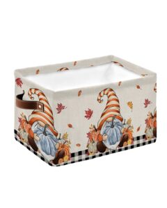 storage basket fall gnome fall bakets foldable storage bins collapsible with handles autumn pumpkin black buffalo plaid laundry baskets for organizing shelves closet toy gifts bedroom home decor