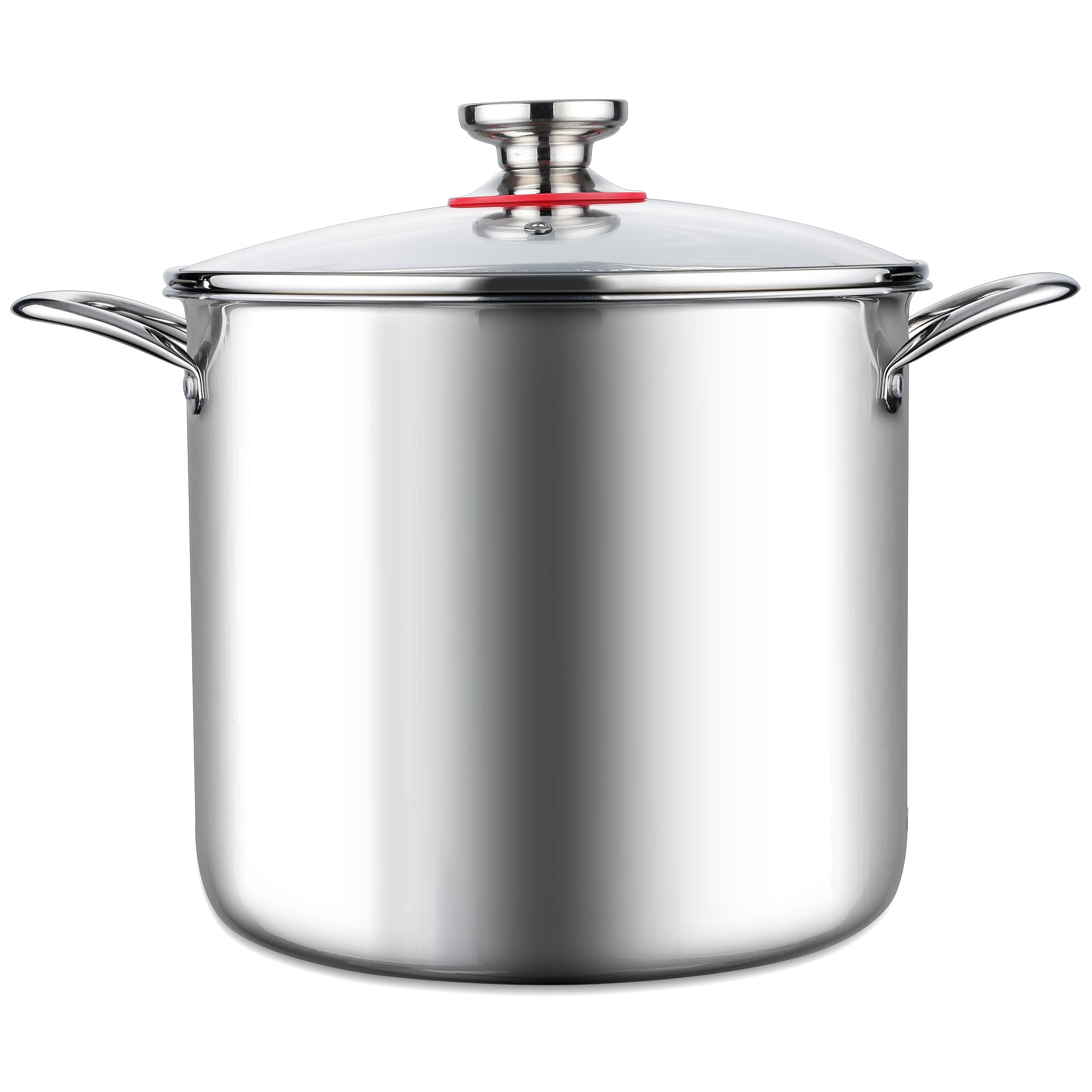 E-far 12 Quart Stock Pot with Lid, Large Stainless Steel Stockpot for Induction Ceramic Gas Stoves, 18/10 Tri-ply Cooking Pot for Soup Stewing Simmering Canning, Heavy Duty & Dishwasher Safe