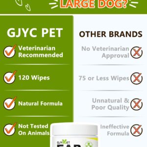 GJYC PET Dog Ear Cleaner-Ear Rinse & 100pcs Dog Ear Wipes & 30 Cotton Swabs Dog Ear Inflammation Therapy for Itch Relief, Soothe Ear Inflammation, Removes Wax, Odor