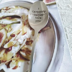 I Cerealsly Love You Gift Spoons for Husband Wife Christmas Birthday Gifts for Boyfriend Girlfriend Anniversary Valentine's Day Gift for BF GF Cereal Spoon for Cereal Lover Gifts