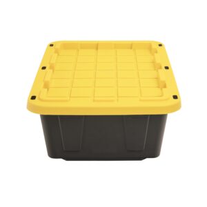 CX BLACK & YELLOW®, 15-Gallon Heavy Duty Tough Storage Container & Snap-Tight Lid, (9.5”H x 20.6”W x 30.6”D), Weather-Resistant Design and Stackable Organization Tote [5 Pack]