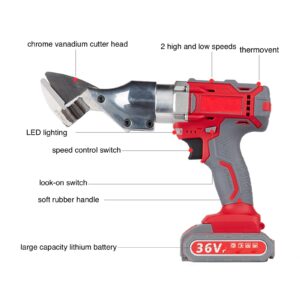 36V Sheet Copper Metal Shear Cutter, Cordless Electric Scissor, Corrugated Metal Roofing Cutting Tool, Tin Snip with 2 7.5Ah Batteries Chrome-Vanadium Steel Blade Pure Copper Motor Controllable Speed