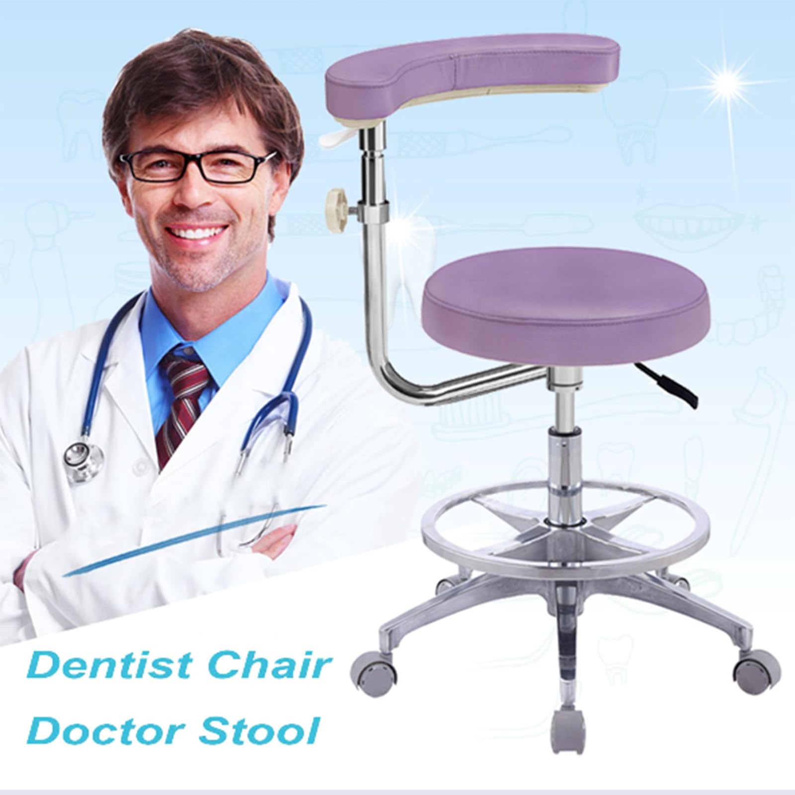 SFKLYU Adjustable Assistant Stool Dental Stool Dentist Chair Microfiber Leather for Office Medical Dentist Shop Lab and Home Beauty Salon,A