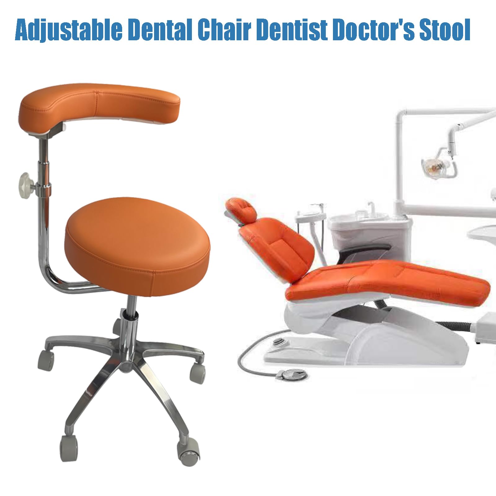 SFKLYU Adjustable Doctor Chair Assistant Stool Dental Stool Dentist Chair with 360 Degree Rotation Armrest Height Microfiber Leather