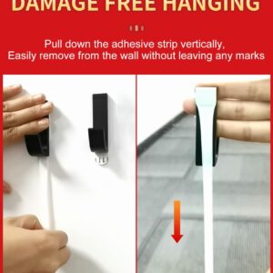 PHIXBEAR Damage Free Hanging Wall Hooks with Adhesive Strips, Adhesive Hooks for Hanging Heavy Duty, Removable Black Sticky Hooks, 6 Metal Hooks and 12 Strips