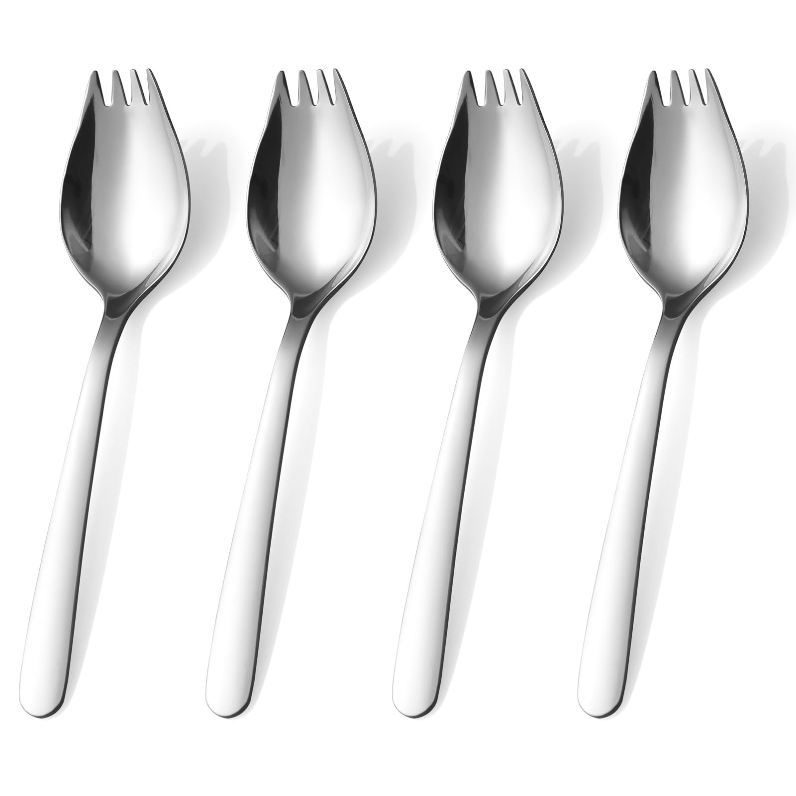 GENLGE Sporks Stainless Steel 4 Pack, 5.9 inch Reusable Metal Spork, Ice Cream Spoons Salad Forks Flatware Set, Fruit Appetizer Dessert Forks